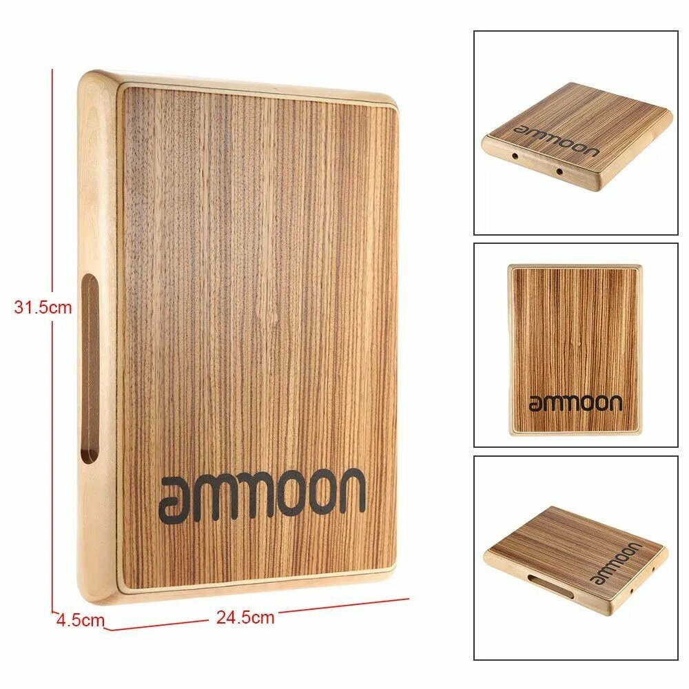 Ammoon Компактный дорожный кахон плоский ручной барабан персуссионный инструмент 31,5 * 24,5 * 4,5 см