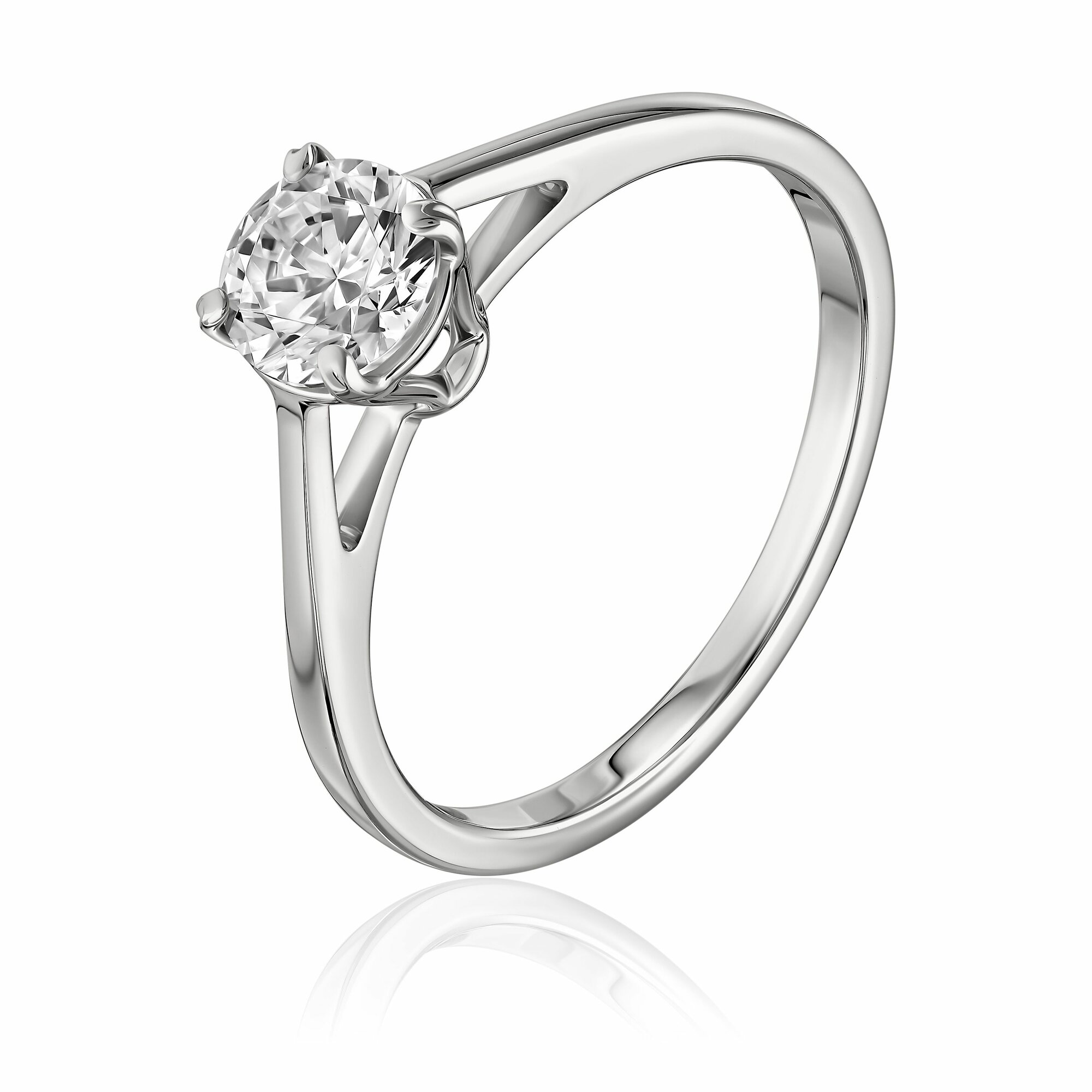 Кольцо тонкое, серебро, 925 проба, родирование, фианит