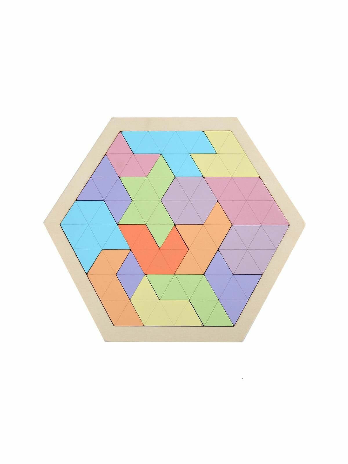 Пазл, Деревянная Шестиугольная Геометрическая Головоломка-Macaron Triangle Puzzle