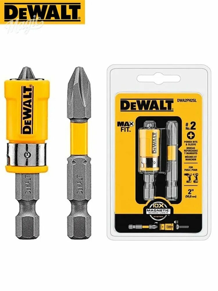Биты для отверток DEWALT DWA2PH2SL MAXFIT 2 'Ударный шуруповерт PH2 Набор бит Phillips с поворотной магнитной присоской