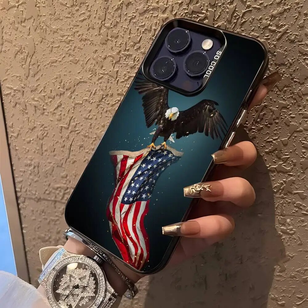 Чехол для телефона с американским флагом США для iPhone 17,16,15,14,13,12,11, Pro, XS, Max, Plus, Mini, SE Black Candy, матовый противоударный чехол