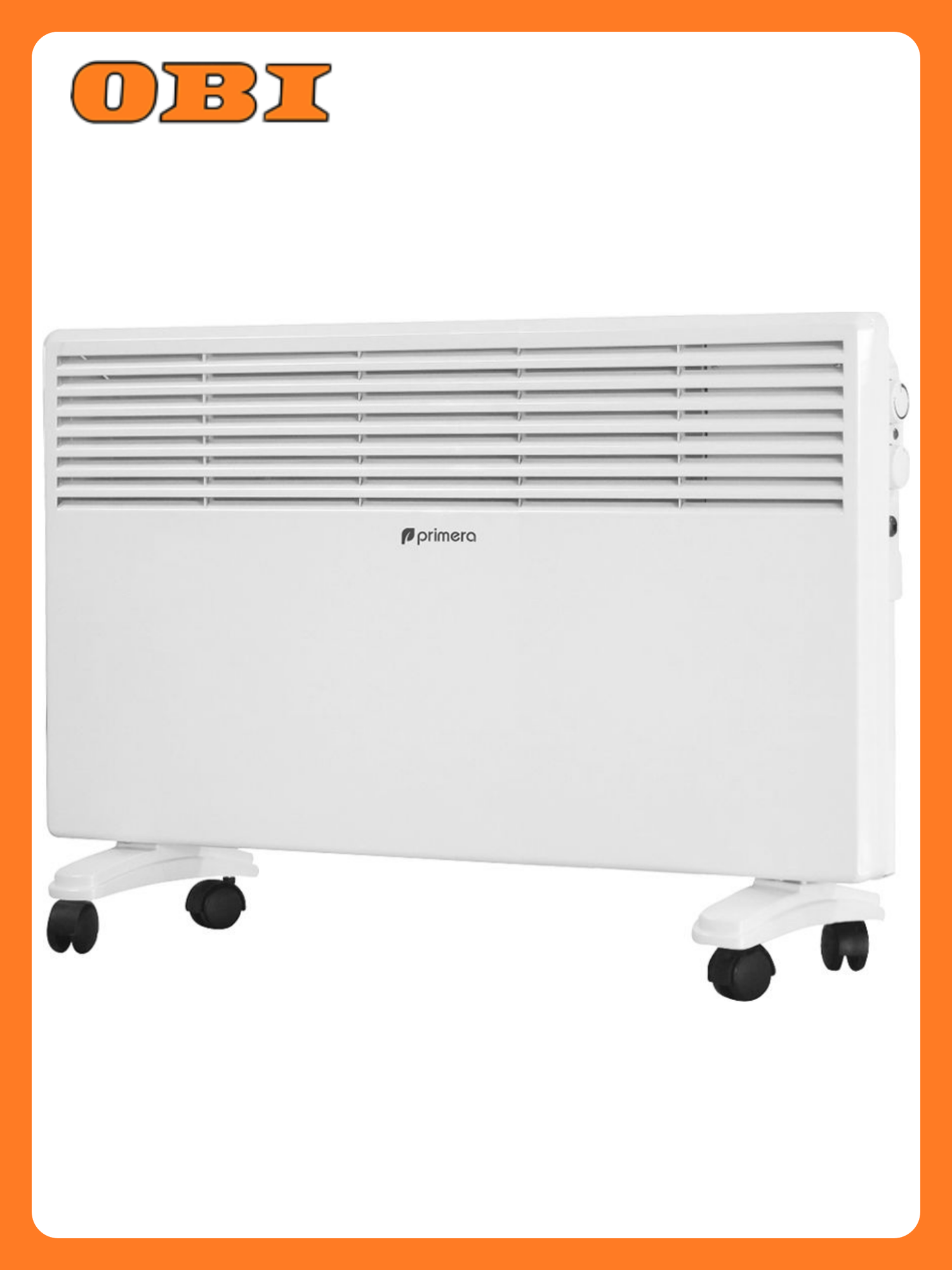 Конвектор электрический Primera php-2000-mwb, белый, 2 режима, термостат, настенная, напольная установка, колесики