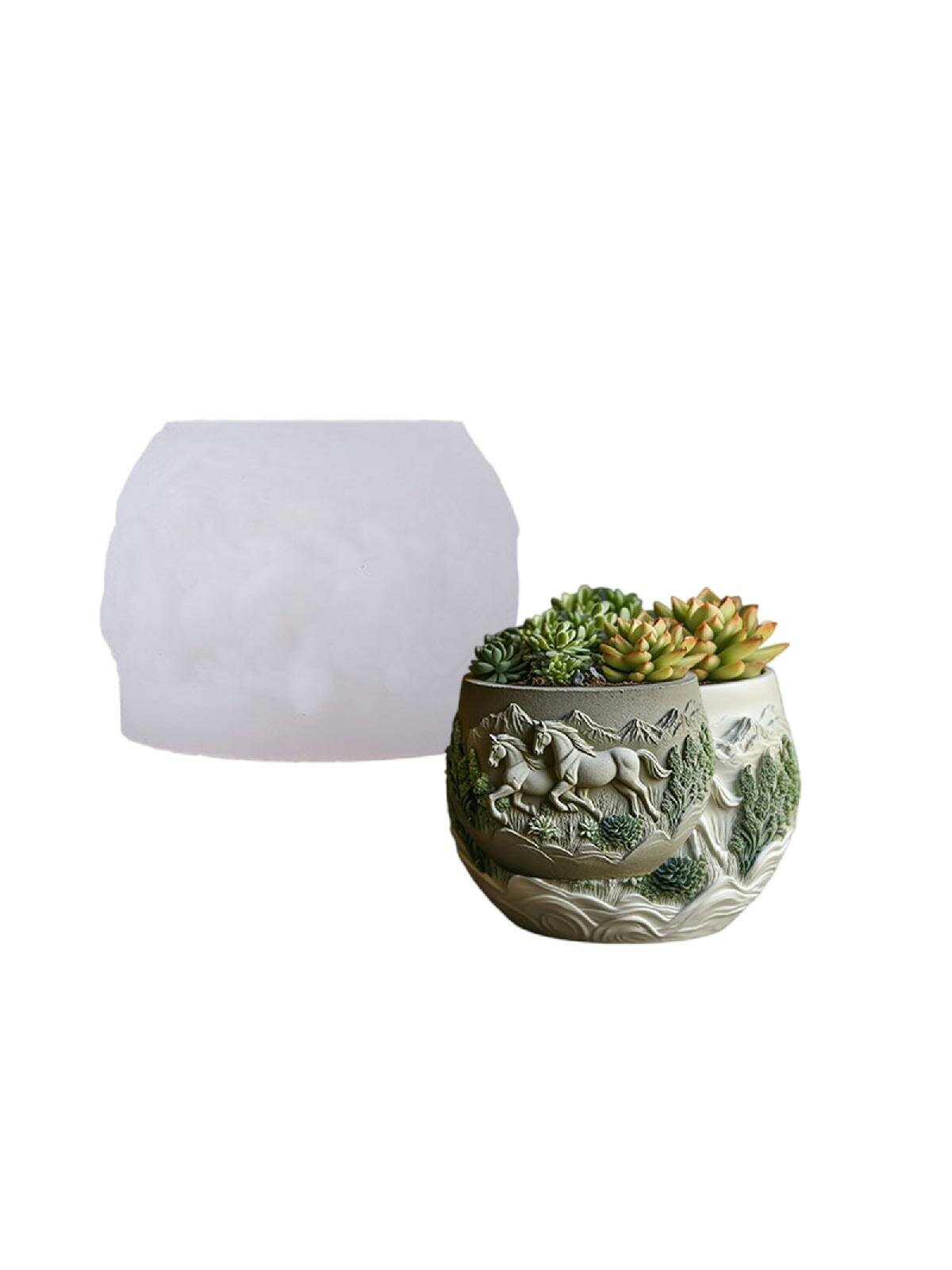 Силиконовая форма для кашпо в виде лошадки для изготовления ювелирных изделий из смолы и суккулентов