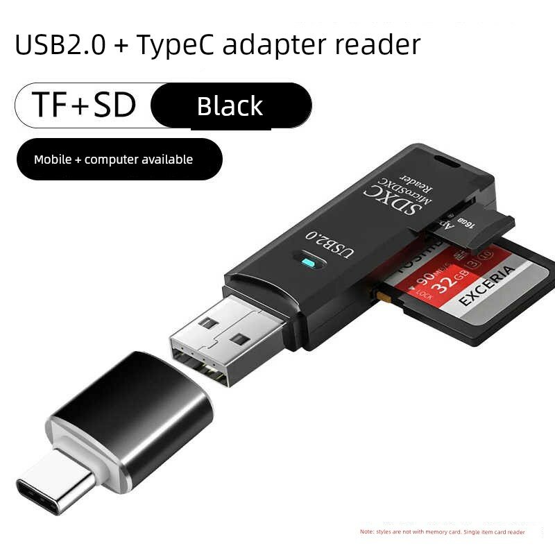 USB 2.0 OTG SD TF карт-ридер черный цвет двойная поддержка карт