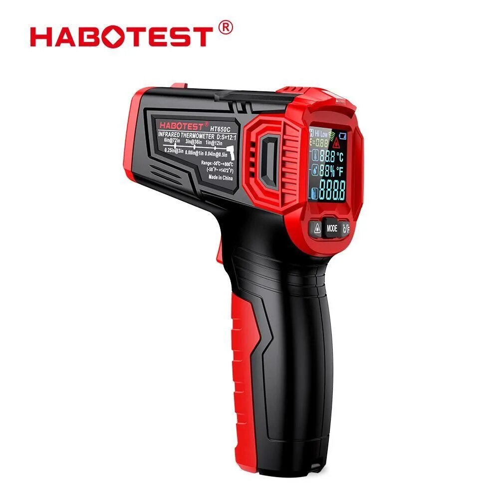 Бесконтактный пирометр HABOTEST HT650C, -50°C~800°C, 12-точечная лазерная индикация, влагостойкость