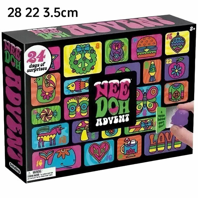 Рождественский адвент-календарь Nee Doh 2025 года, 24-дневный обратный отсчет: новогодний подарок для семьи и друзей, детский подарочный набор-сюрприз для вечеринки, реквизит для создания настроения.
