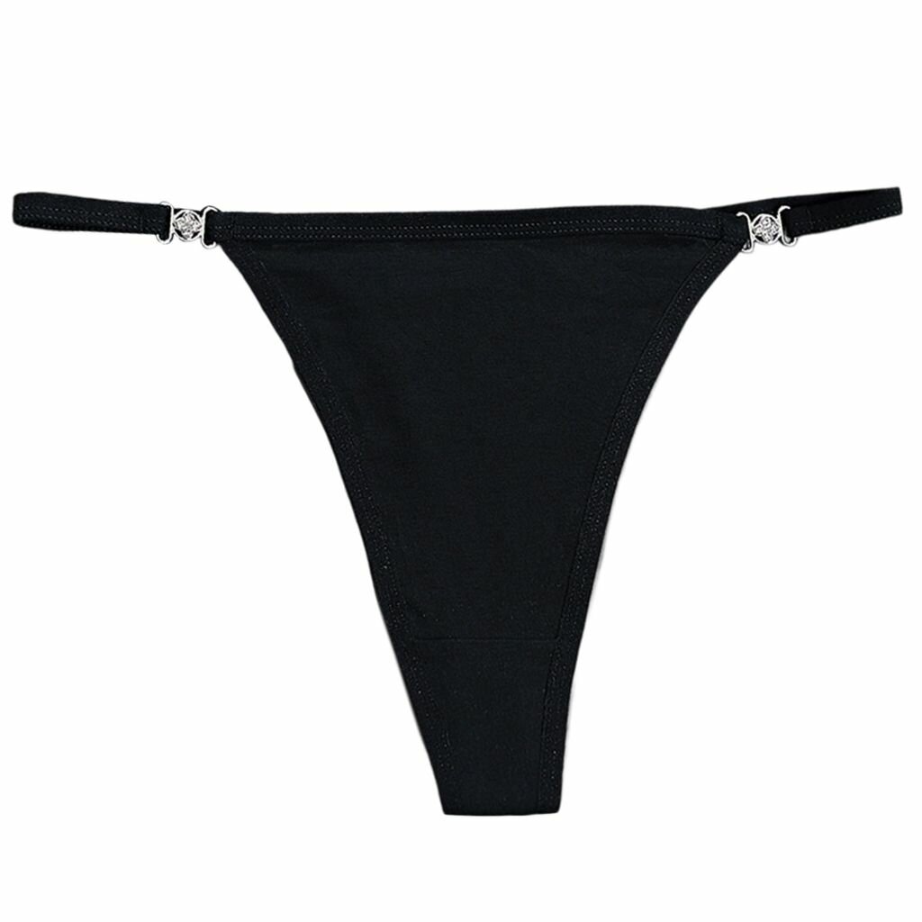 Сексуальные женские стринги с бриллиантовыми украшениями-Черный-S