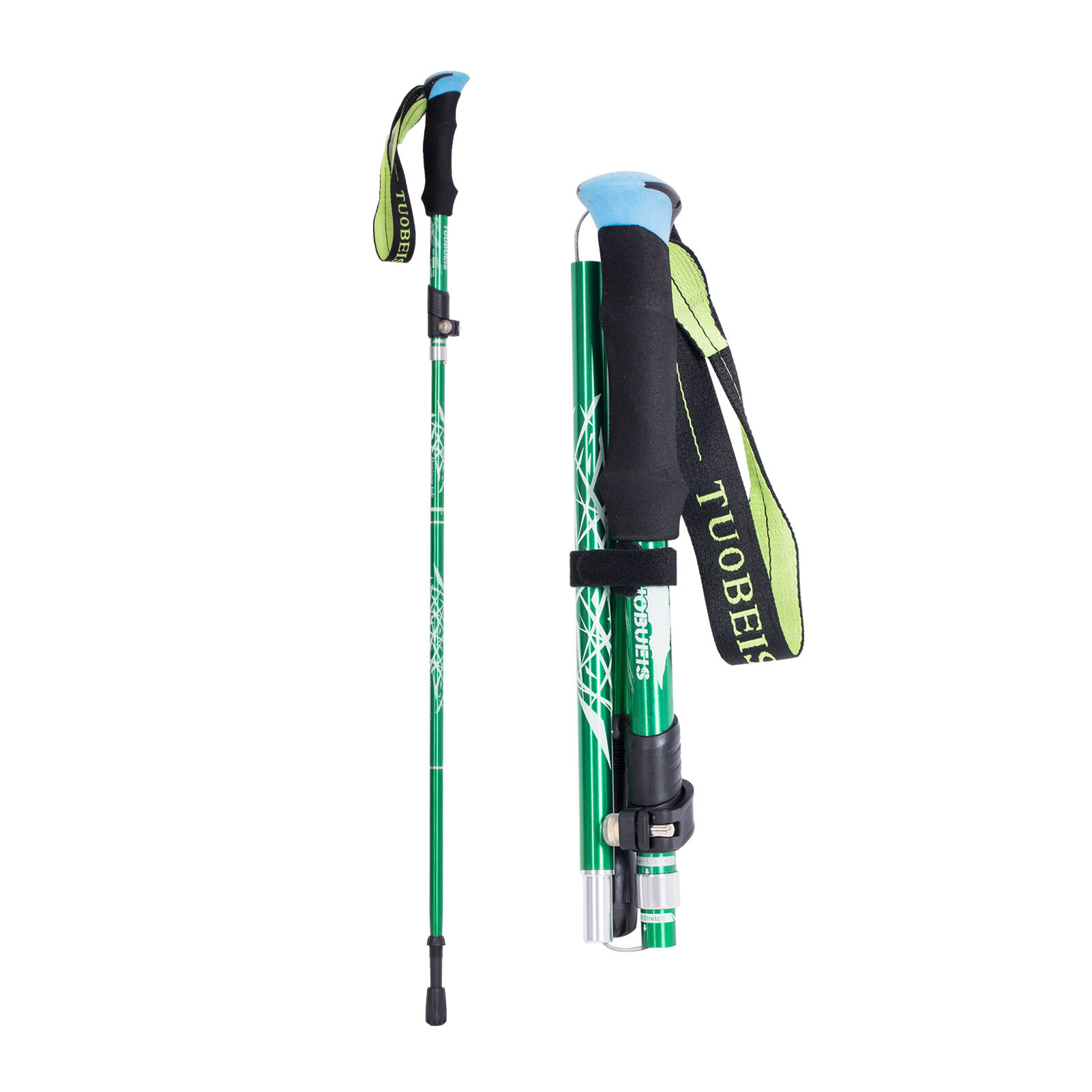 Трекинговая палка раз접ная для походов и ходьбы, регулируемая высота, флип-лок, портативная для альпинизма, кемпинга, открытое-air, 1 упаковка, цвет: красный, фиолетовый, черный, королевский синий, голубой, зеленый, размер: короткий, длинный