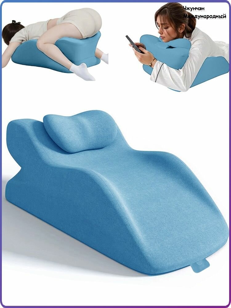 Ортопедическая клиновидная подушка при изжоге и храпе, Подушка для сна на животе анатомическая форма, дышащий материал (пена с памятью формы