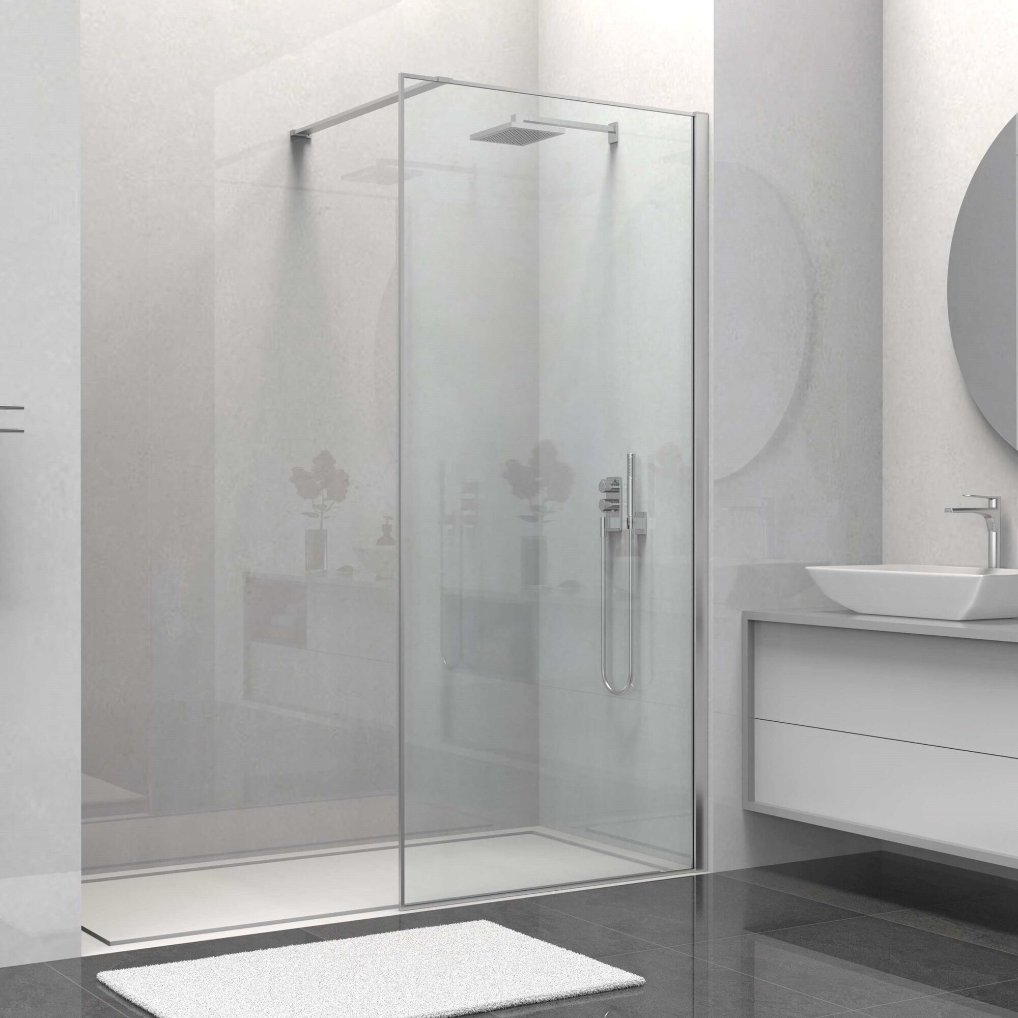 Душевая перегородка Волк-Ин (Walk-In) VSW-1HS100CL, 1000*2000, хром, стекло прозрачное