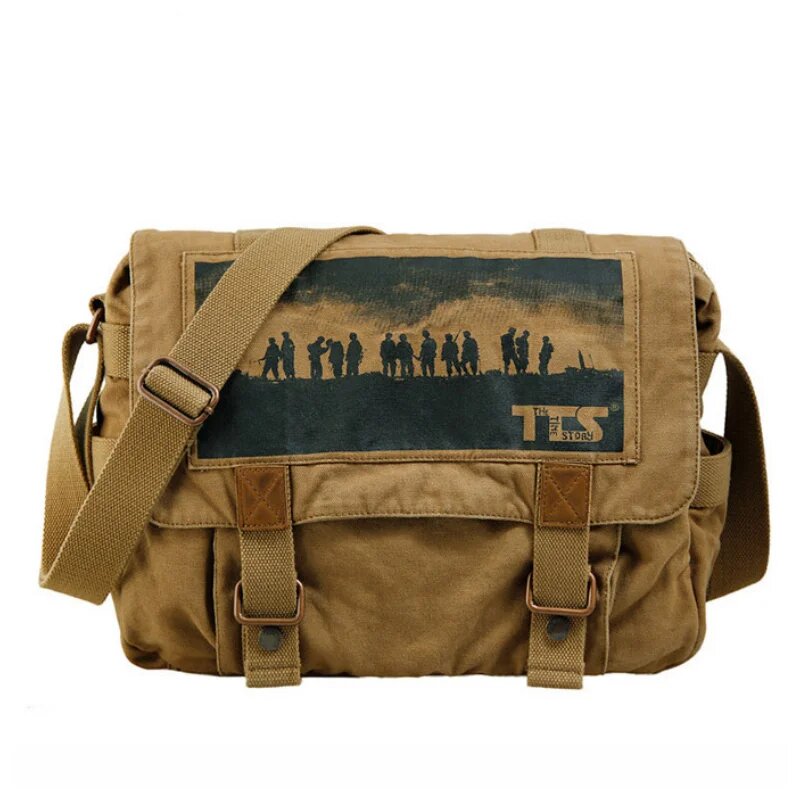 Повседневные холщовые мужские сумки-мессенджеры, большая сумка через плечо с надписью The Time Story, мужской портфель для ноутбука 15,6 дюйма, дорожная школьная сумка Хаки