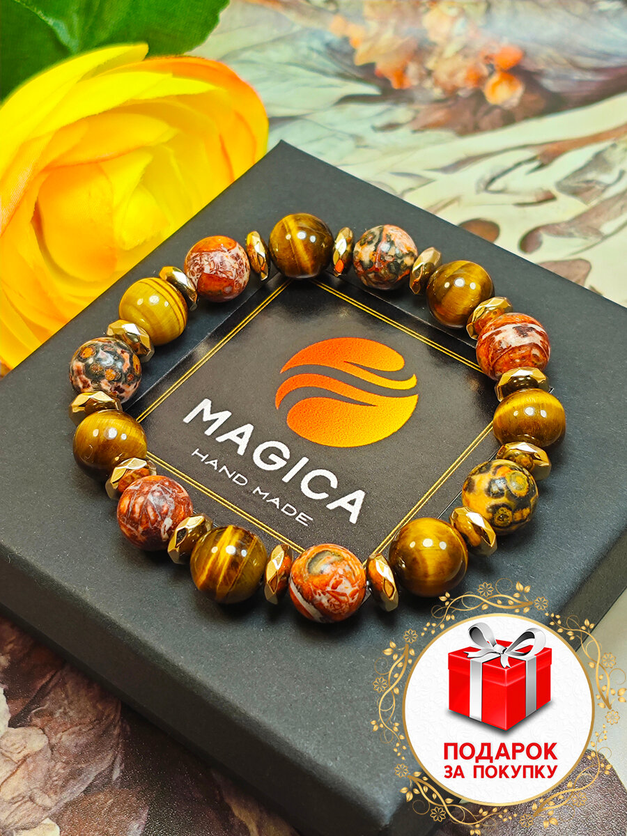 Браслет, яшма, тигровый глаз, гематит