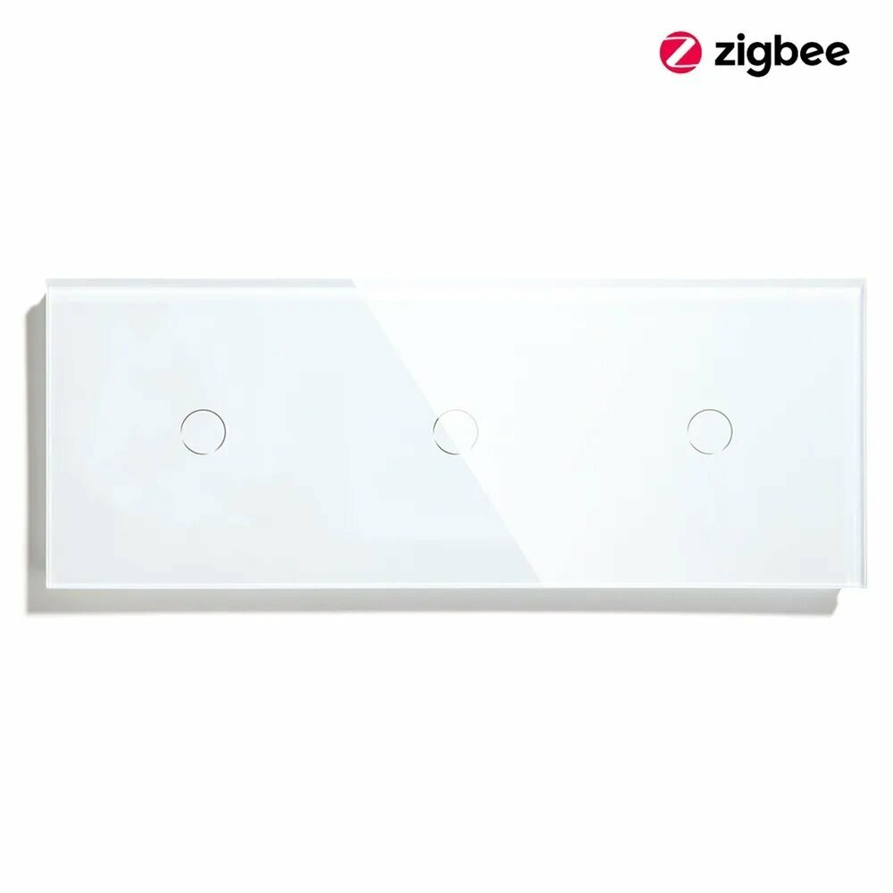 Сенсорный выключатель 6 клавиши, умный Zigbee выключатель, 3 поста (2+2+2) , голосовое управление, панель стекло Белая, 228mm
