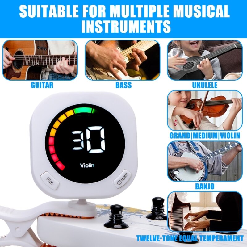 Rotating Guitar Tuner Professional Clip-On Tuner Digital Electronic Tuner