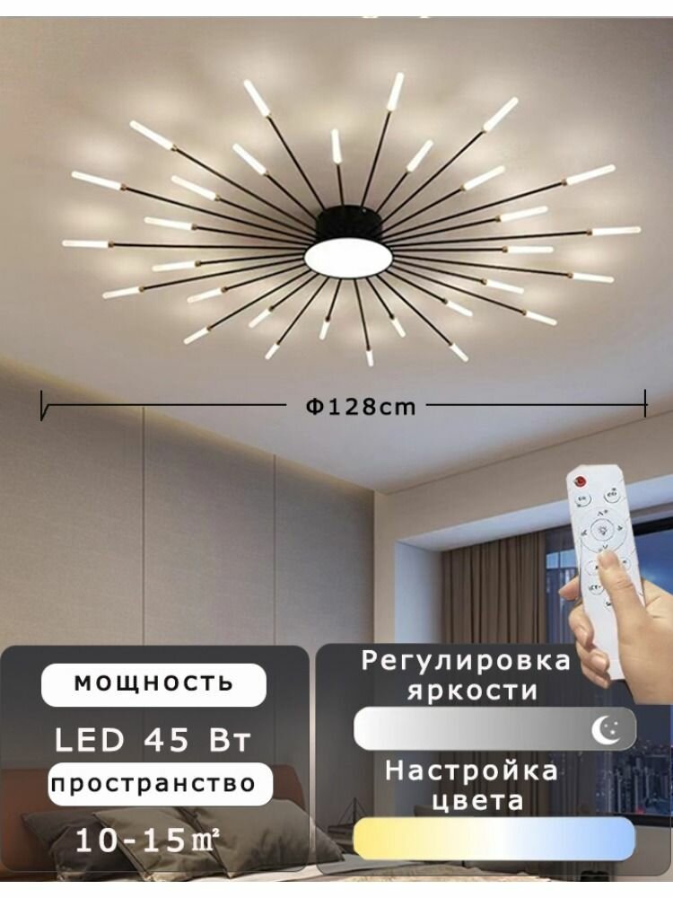 Потолочный светильник sunflower LED для спальни с дистанционным управлением затемнением может использоваться на площади 12 квадратных метров