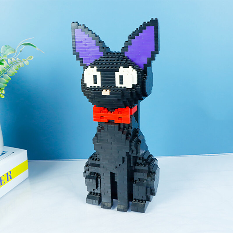 Мультфильм Jiji Black Cat Pet 3D Model 1850pcs DIY Mini Diamond Block Кирпич строительный блок игрушки для детской коробки (черный)