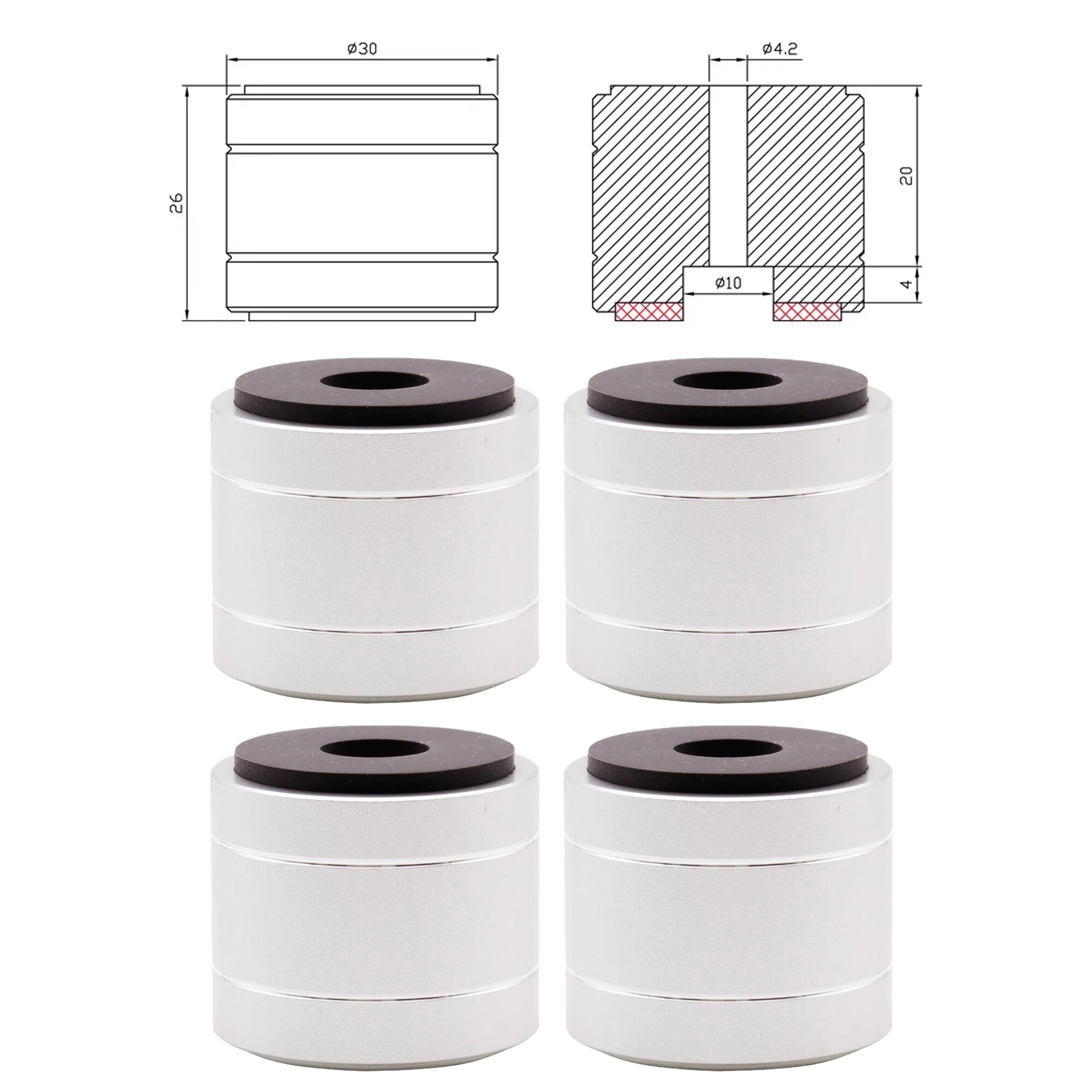 GD-PARTS Алюминиевые стойки для аудиоаппаратуры серебристый