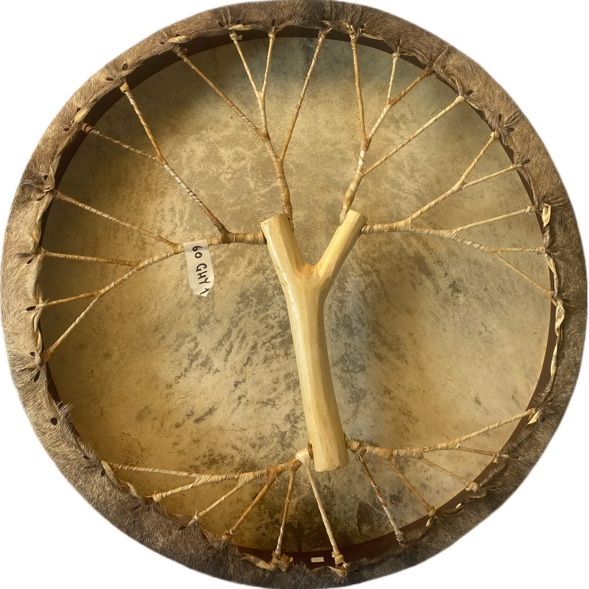 Бубен "Шаманский", 60 см, натуральная козья кожа с ворсом, мощный, с рукоятью