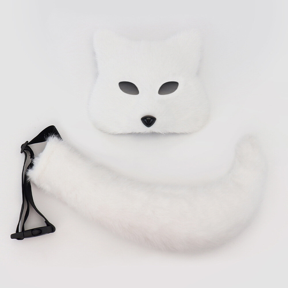 Набор масок новой лисы для косплея, маскарадные аксессуары, хвост животного, цветной блок, плюшевый хвост