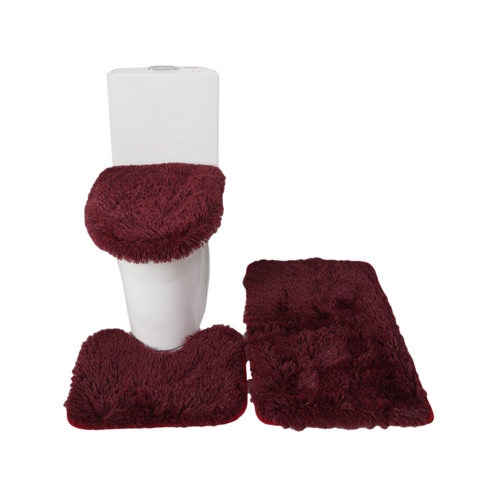 3PCS Набор ковриков для ванной: коврик для ванной, чехол для сиденья унитаза, U-образный коврик, не скользящий, водопоглощающий, сплошной, размеры: чехол 45*50см, коврик 50*80см, U-образный 40*50см, материалы: полиэстер, акрил, хлопок, цвета: белый,