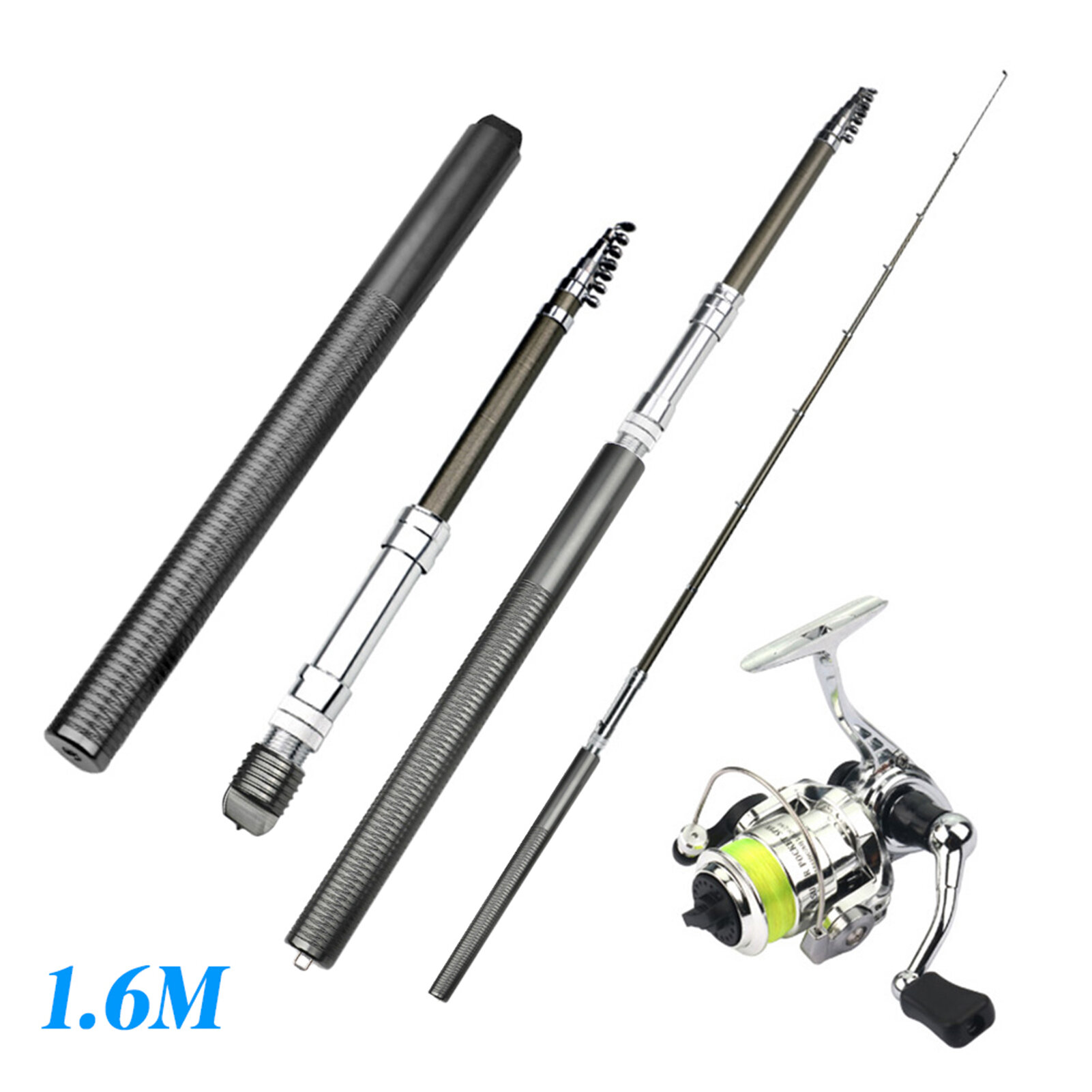 Удочка Telescopic Portable 1.6M + Катушка Spinning 2+1 BB Left/Right Hand Interchangeable Набор для Рыбалки, Цвет: Silver/Grey (optional), Длина: 1m/1.4m/1.6m (optional), Материал Удочки: Aviation Aluminum, Материал Катушки: Aluminum Alloy+Copper, Gear