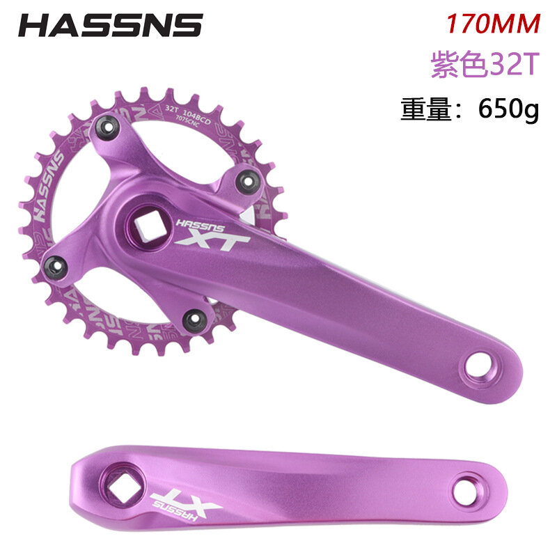 Велосипедная шатун HASSNS XT с квадратным отверстием, положительные и отрицательные зубья, 104BCD, модифицированная одинарная звезда, 9/10/11 скоростей