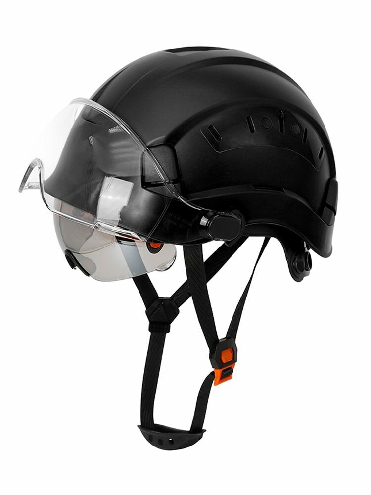 Строительная каска (защитный шлем) с регулируемыми двойными очками, наружные прозрачные и встроенные солнцезащитные очики