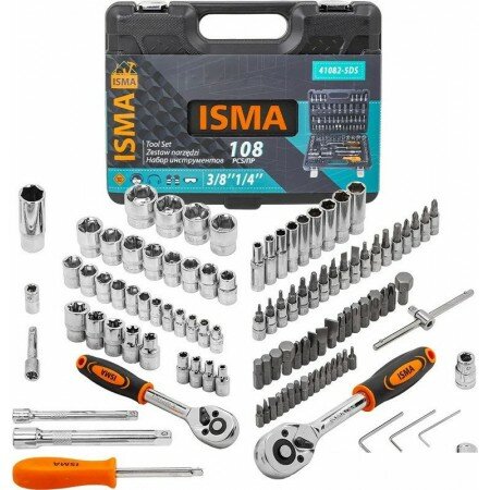 Набор трещотка с головками и битами ISMA ISMA-41082-5DS (108 предметов)