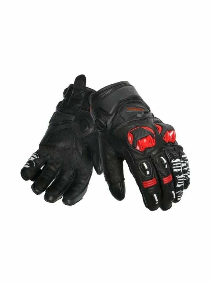 Мотоперчатки кожаные Scout Volcano Черный/Белый/Красный