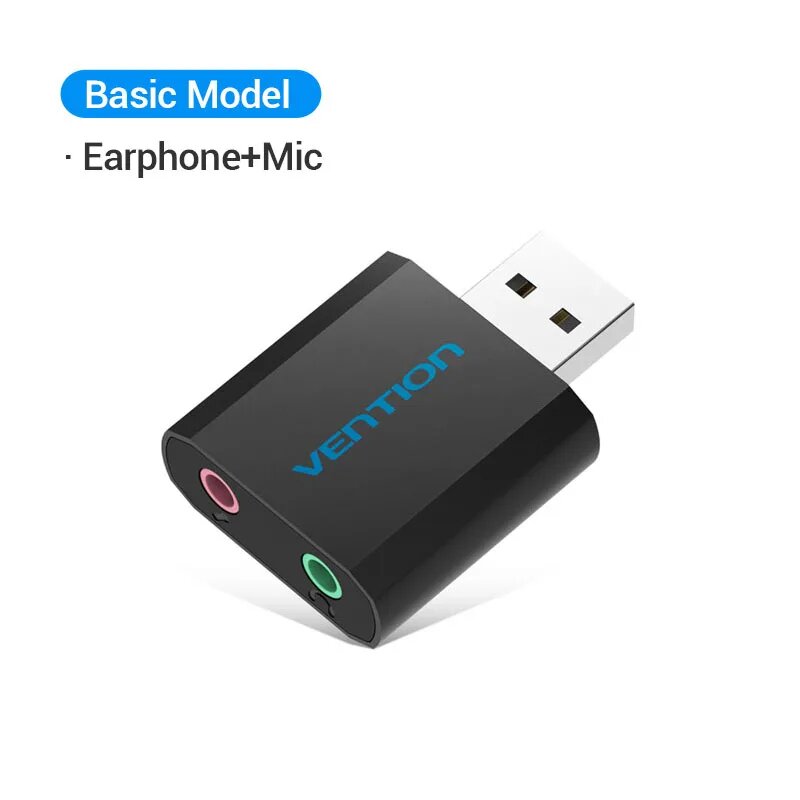 Vention USB адаптер наушников и микрофона Black VAB-S17-B