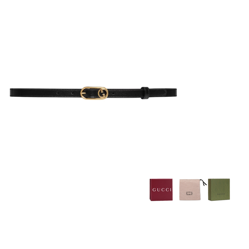 GUCCI 2024 Кожаные ремни Женские Черный Ширина корпуса 1,5 см 85