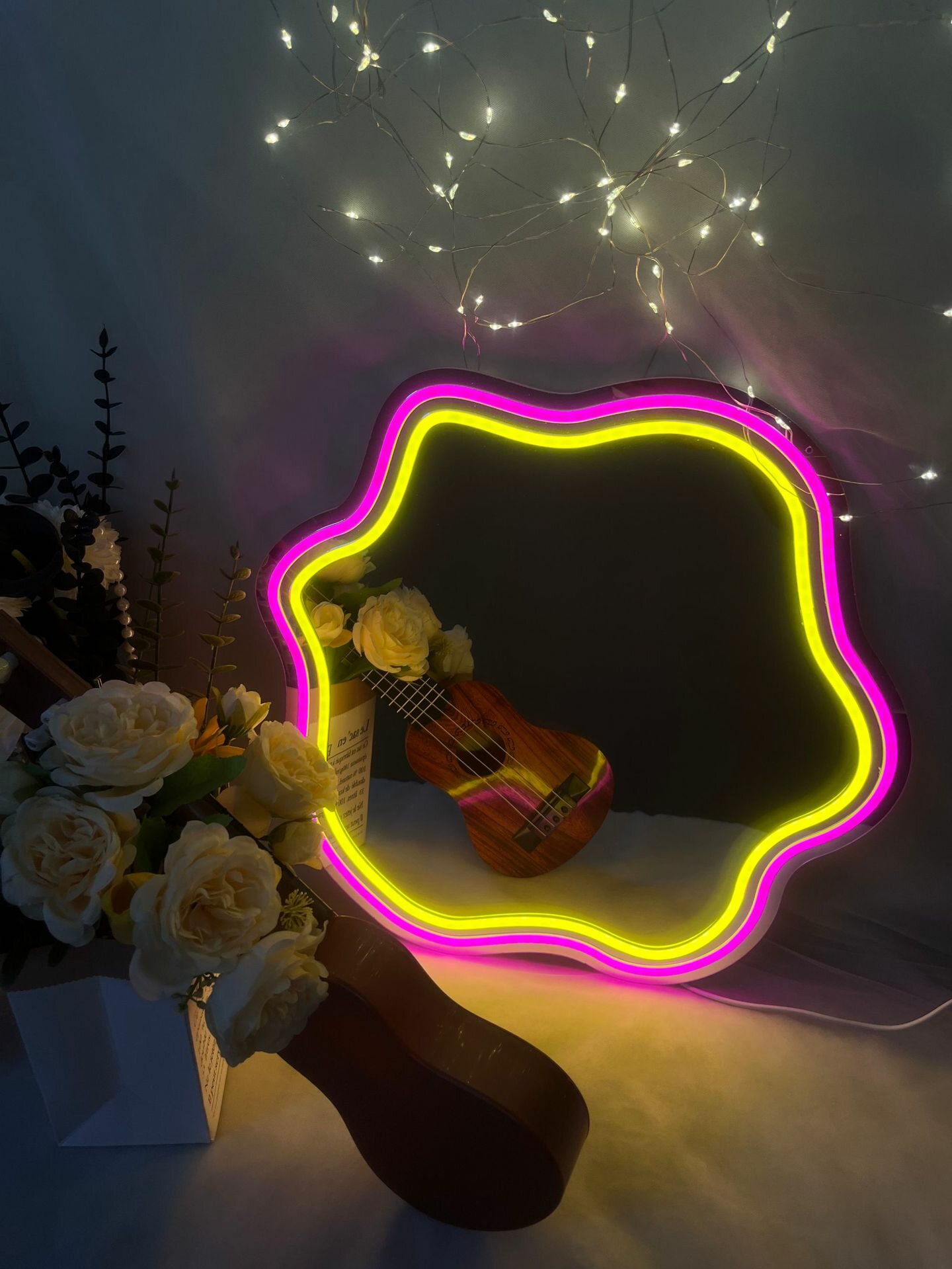 Светодиодное зеркало с USB-подключением, цветная подсветка, неоновая подсветка, декор для дома, атмосферный свет, зеркало для макияжа, ночник, фабрика