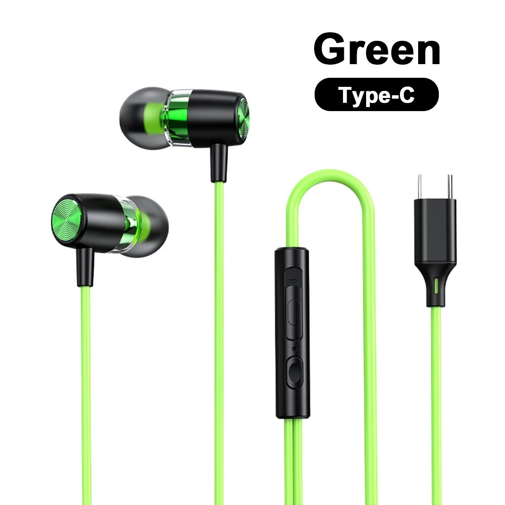 Проводные наушники типа C 3,5 мм с микрофоном, металлические наушники Hi-Fi объемный звук, музыкальная гарнитура-вкладыш для Samsung Galaxy iPhone