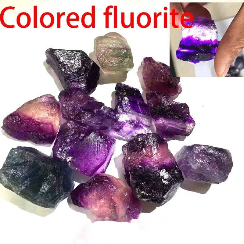 Необработанный набор кристаллов Коллекция Обсидиан Аметист Лазурит Фиолетовый, Colored fluorite