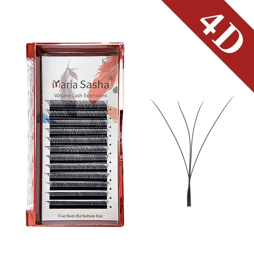 Мария автоматические объемные ресницы 3D-6D M, 7-12 MIX, Black 4D Eyelash