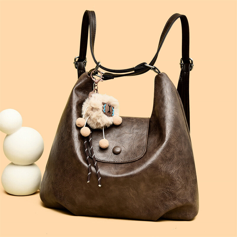 Женский многофункциональный рюкзак 2025 года, новый стиль, мягкая кожа, двойная сумка через плечо, модная, большая вместимость, сумка для поездок, одноплечевая сумка через плечо для женщин