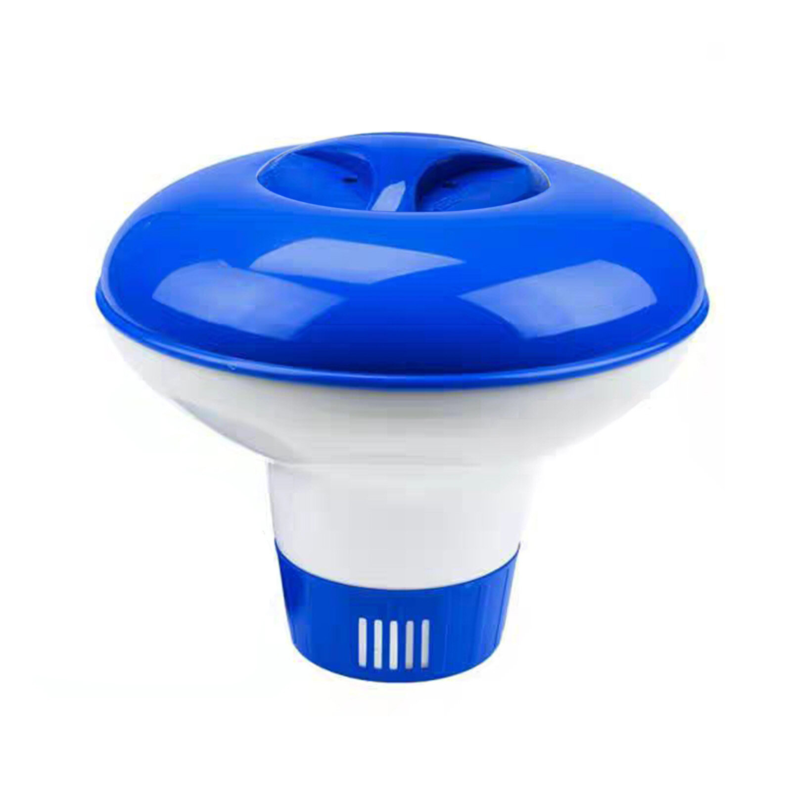 Диспенсер для хлорных таблеток Cup для бассейна, спа, горячего ванна и фонтана, крупного размера, материал PP, цвет синий+белый, высота 200 мм, диаметр 200 мм, диаметр дна 87 мм, размер упаковки 20*22.4*5 см, вес упаковки 300 г, 1 штука, для