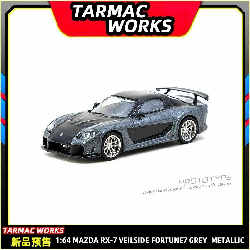 Машинка Tarmac Works TW 1:64 Mazda RX-7 VeilSide Fortune7 Grey metallic / Black T64G-075-GY Die-cast Alloy Car Model Collection Toy Gift