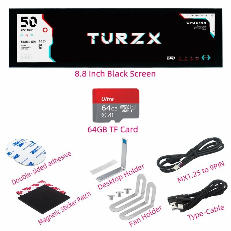 TURZX 8,8-дюймовый USB монитор