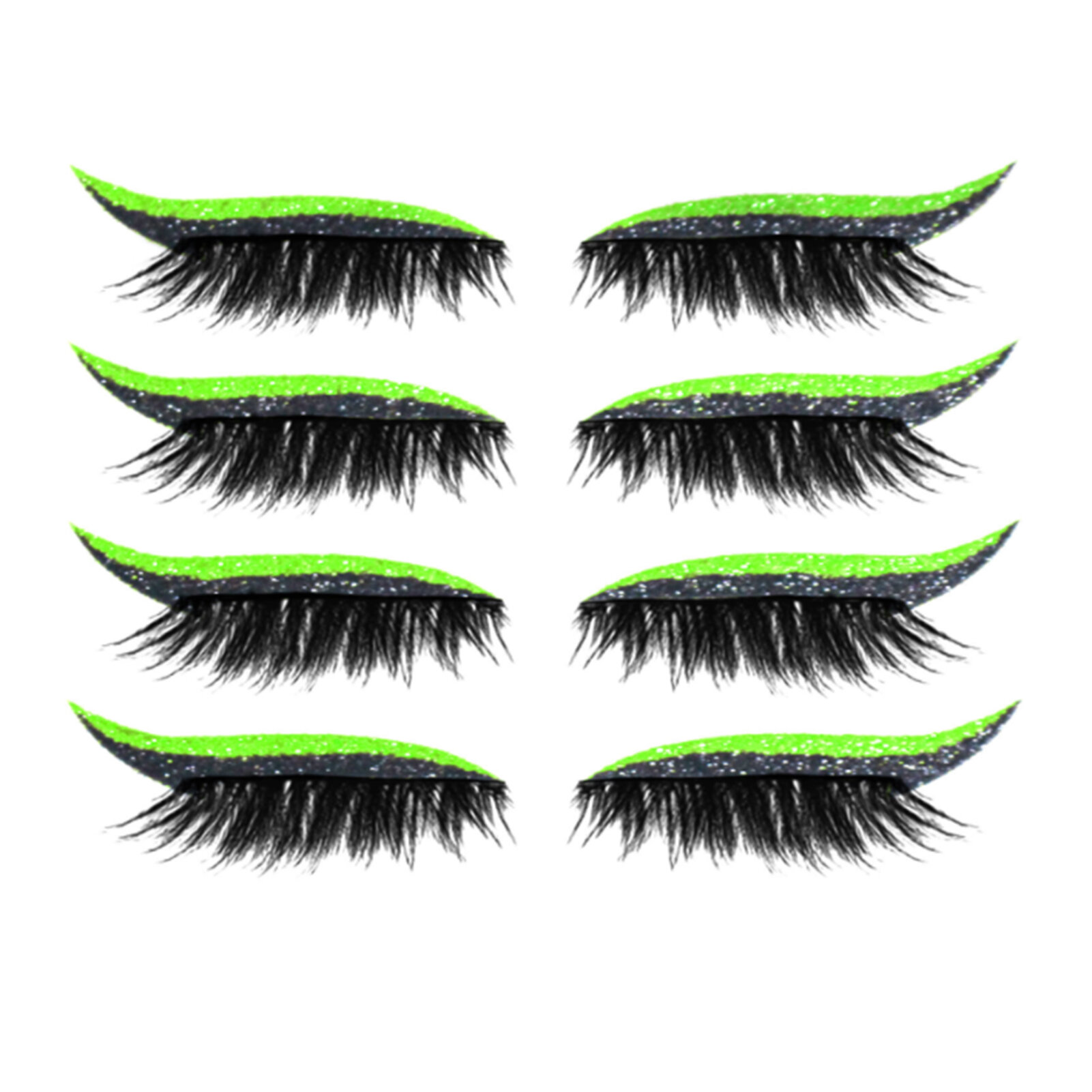 4 пары наклеек-румянок для век с блеском, ложные ресницы, многоразовые, водонепроницаемые, долговечные, для повседневного макияжа, вечеринок, косплея, цвет: черный, зеленый, флуоресцентный, золотой, синий, розовый, фиолетовый, размер листа: 90*70мм,