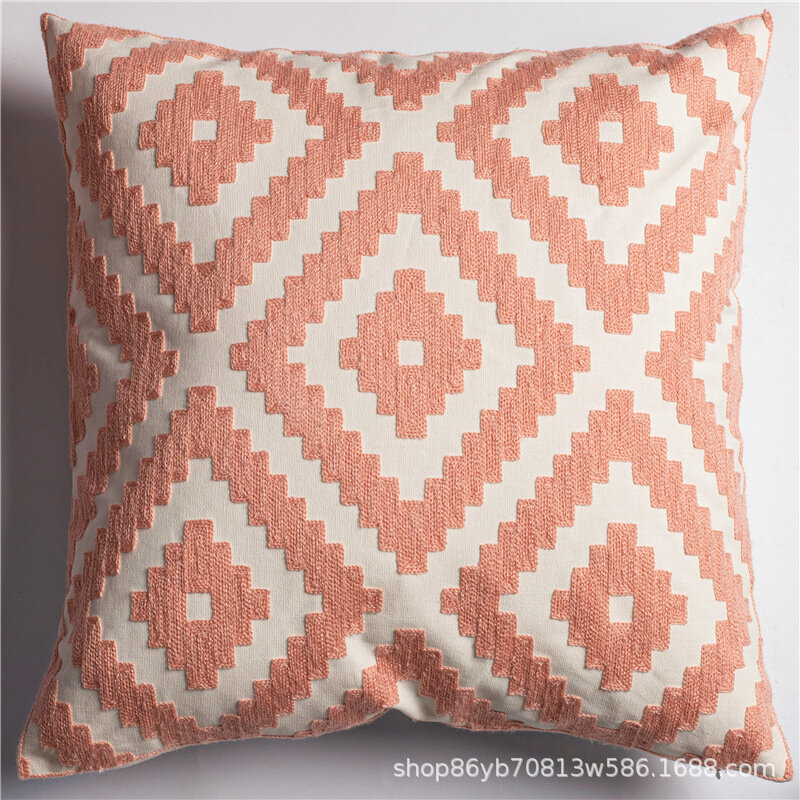 Чехол для подушки в скандинавском стиле с геометрической вышивкой цветов, для дивана, гостиной, из чистого хлопка, простой, для стула, прикроватный, желтый, для окна