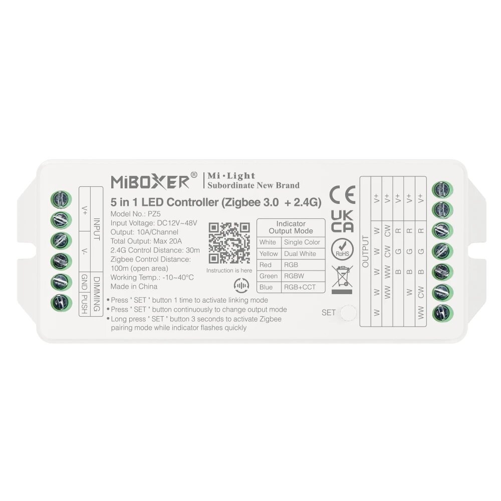 RGB-контроллер Zigbee 3.0+ 2.4G HZ2 Белый, PZ5 5 in 1