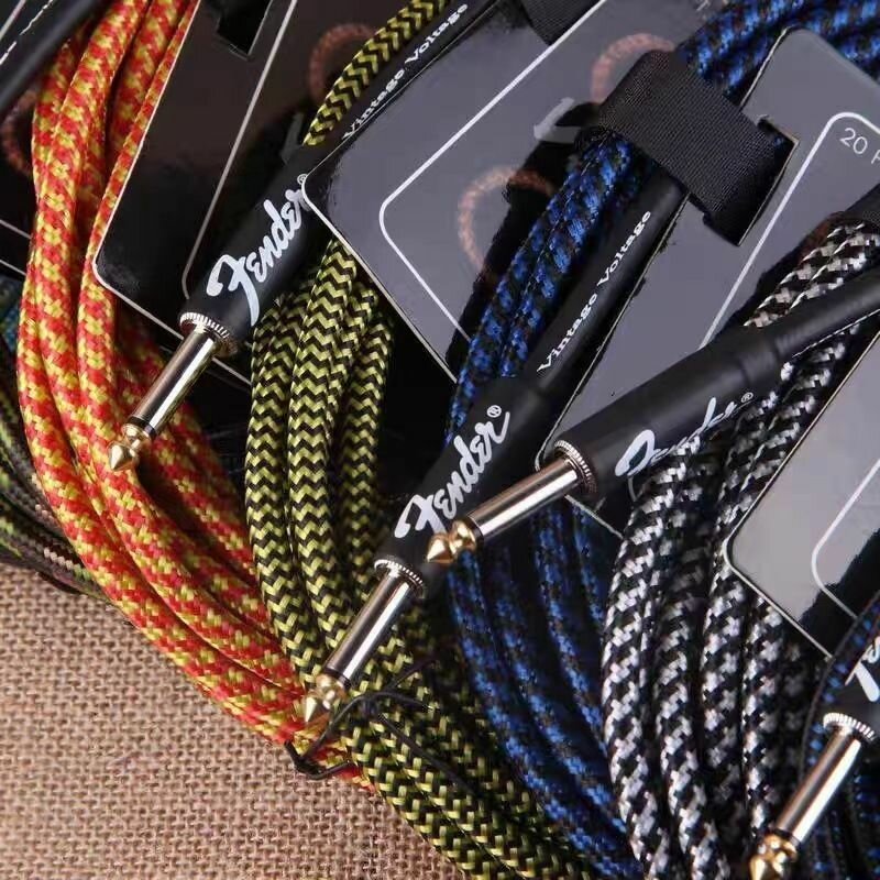 Премиум гитарный кабель желтый 3 метра 6.3 jack Fender Vintage Voltage, шнур для для электрогитары, электроакустической, провод для комбика.