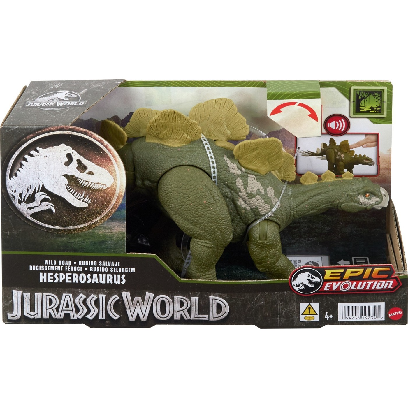Фигурка Mattel Jurassic World Мир Юрского Периода Дикий рев Гесперозавра HTK69, 12 см, 1 шт, со звуком
