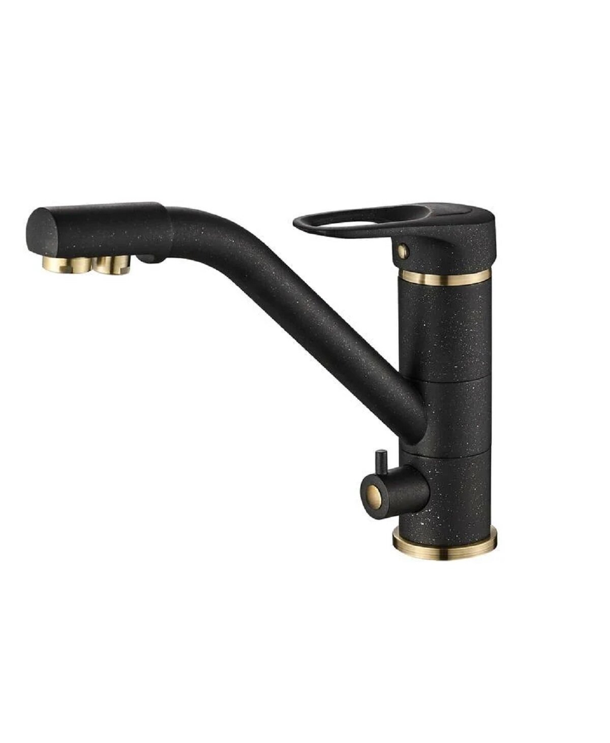 Смеситель для кухни ZorG Steel Hammer SH 321 BLACK BR под фильтр, черный гранит с бронзой, рычаг сверху