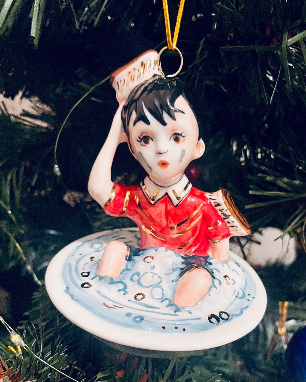 Грязнуля из м/ф Мойдодыр ёлочная игрушка от Лефортовского фарфора, в индивидуальной упаковке