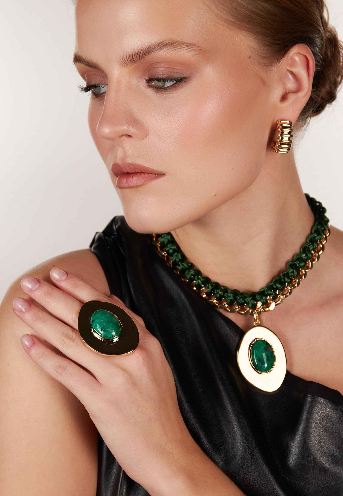 Колье, металл, кварцит