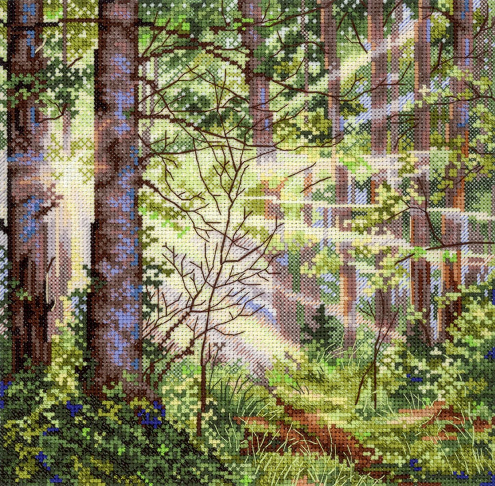 Вышивка Солнечный лес 20x20 см.
