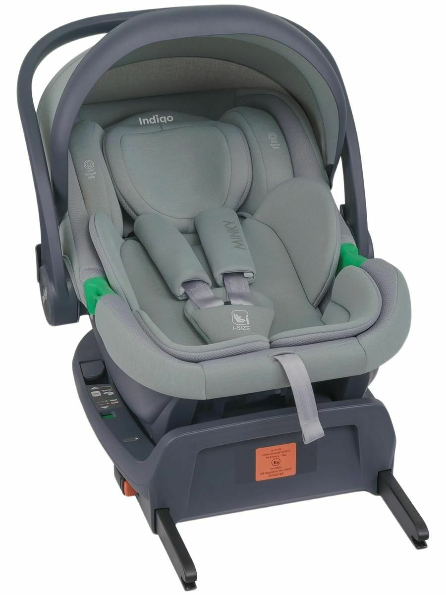 Автокресло Indigo MINKY I-SIZE c базой isofix 0+ (40-87см) светло-серый