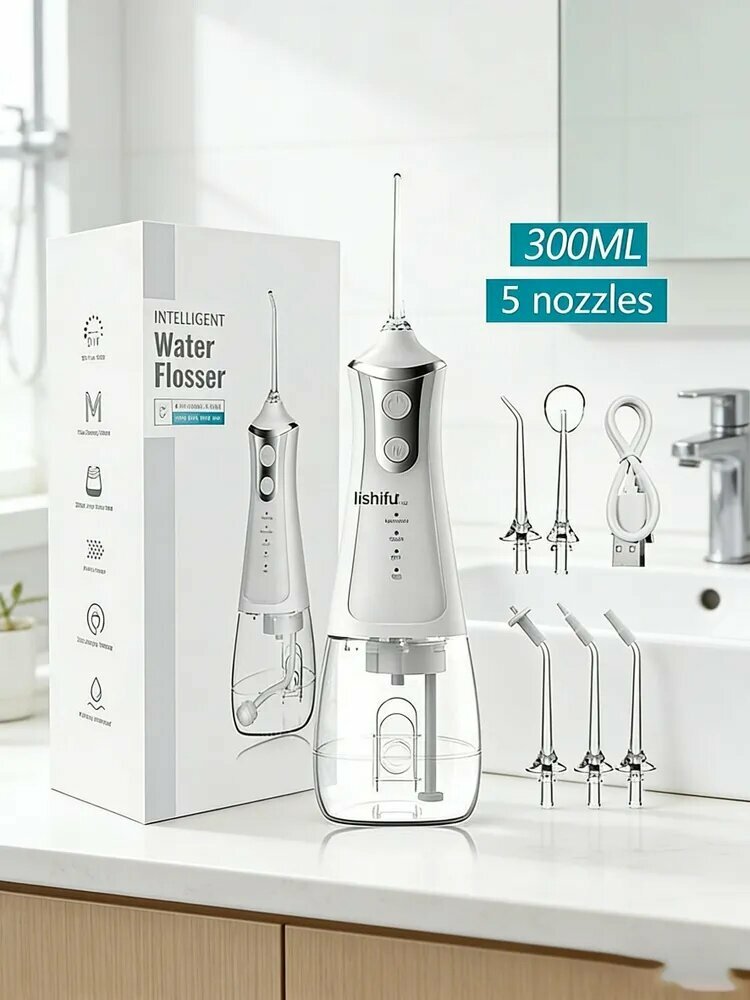 Ирригатор для полости рта портативный PECHAM Trip PC-117-1 белый, для отбеливания зубов дорожный и компактный